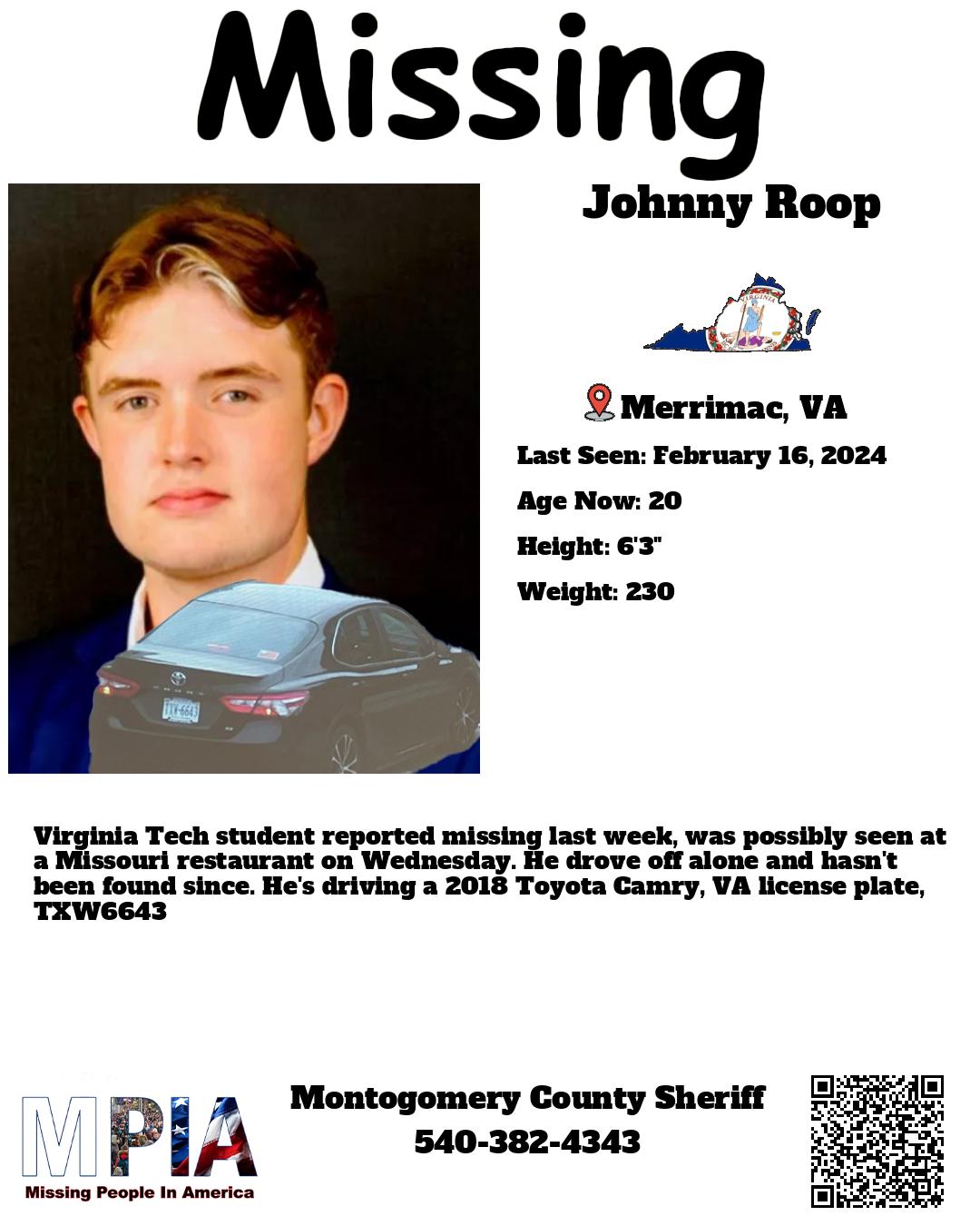 FOUND SAFE Virginia Tech Student Johnny – MPIA